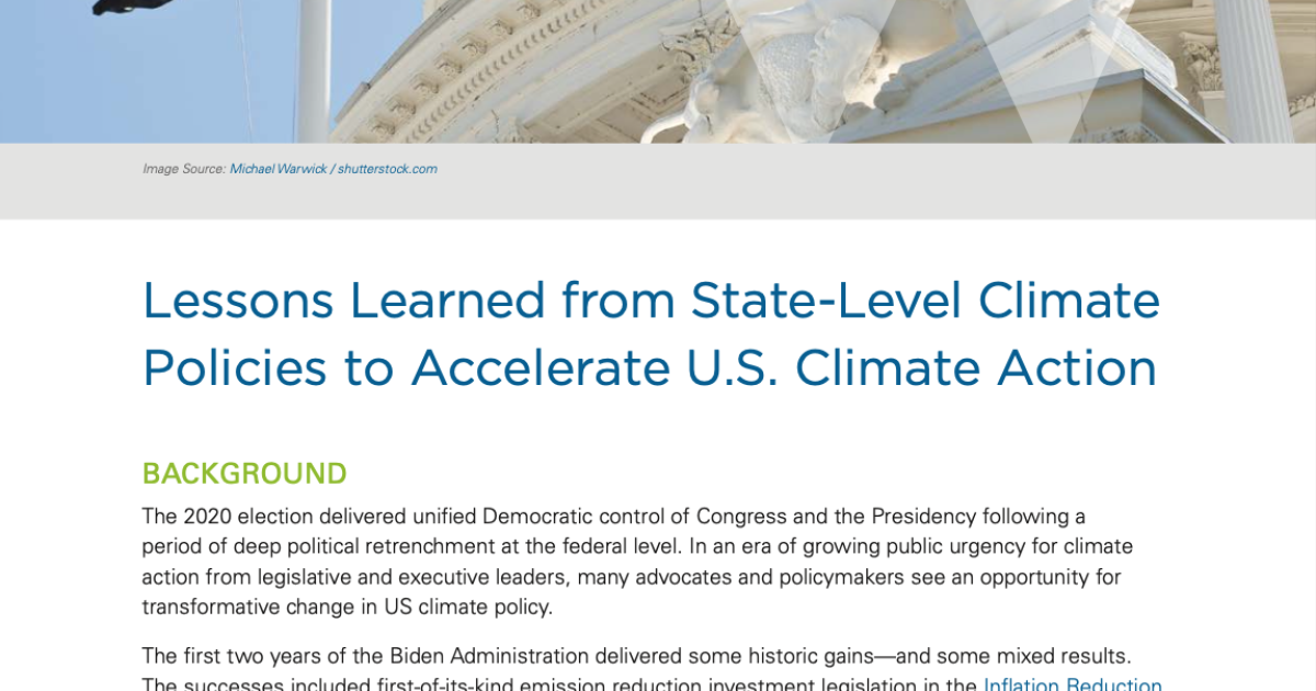 Lessons Learned from State-Level Climate Policies to Accelerate US ...