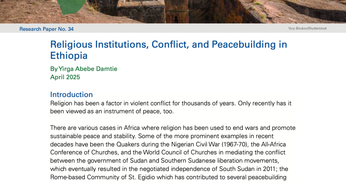 Religious Institutions, Conflict, and Peacebuilding in Ethiopia ...